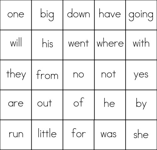 Sight Word Game BINGO Sight Word Game BINGO