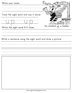 -UP Word Family - Sight Words, Reading, Writing, Spelling & Worksheets