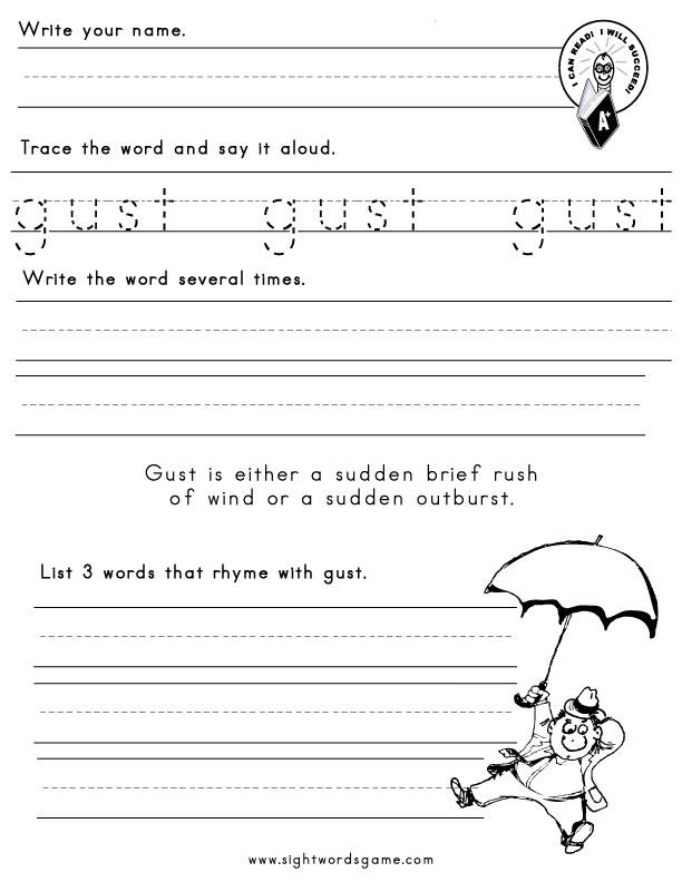 -UST Word Family - Sight Words, Reading, Writing, Spelling & Worksheets