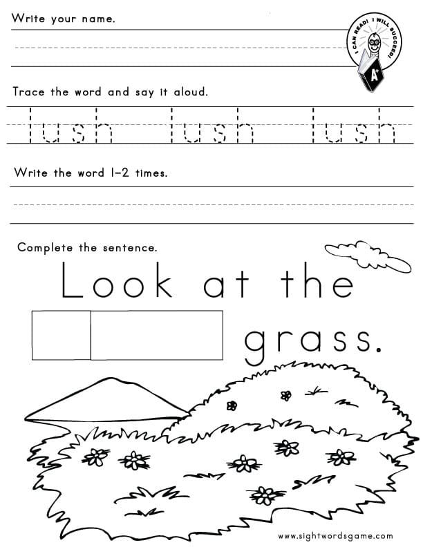  USH Word Family Sight Words Reading Writing Spelling Worksheets