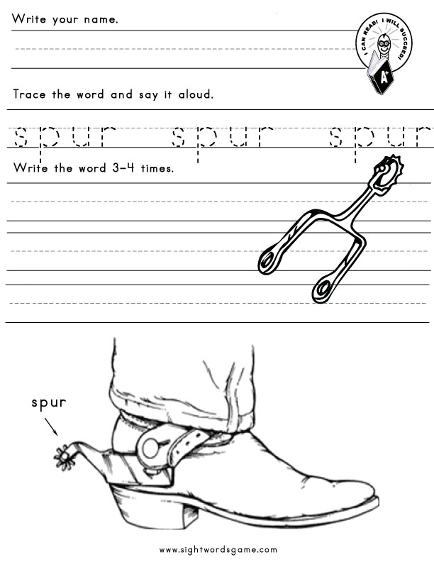 -UR Word Family - Sight Words, Reading, Writing, Spelling & Worksheets